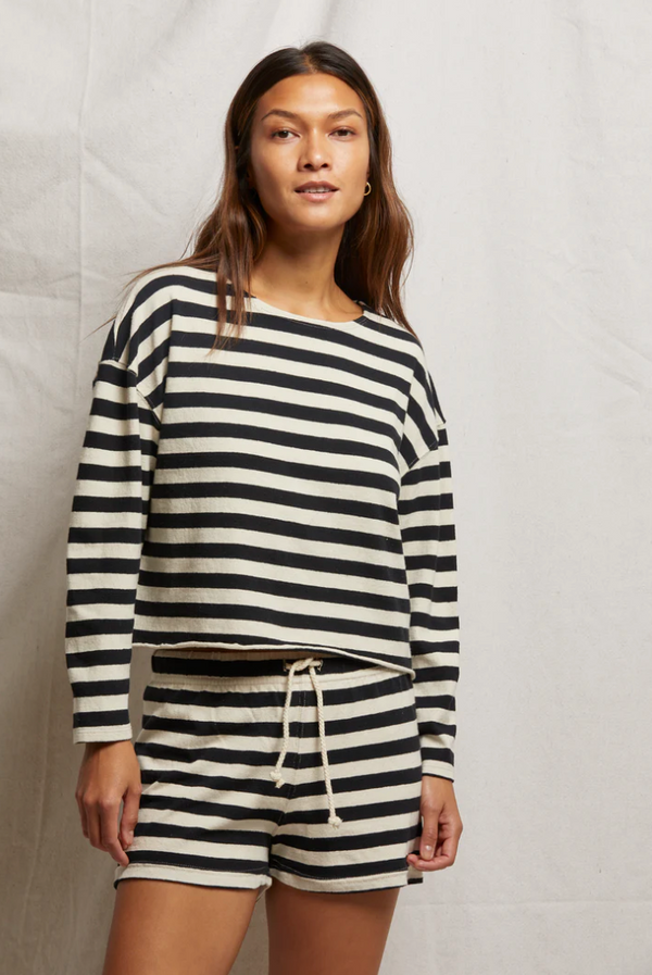 Perfect White Tee Jesse Short - True Black/ Natural Stripe - 7 SOUTH