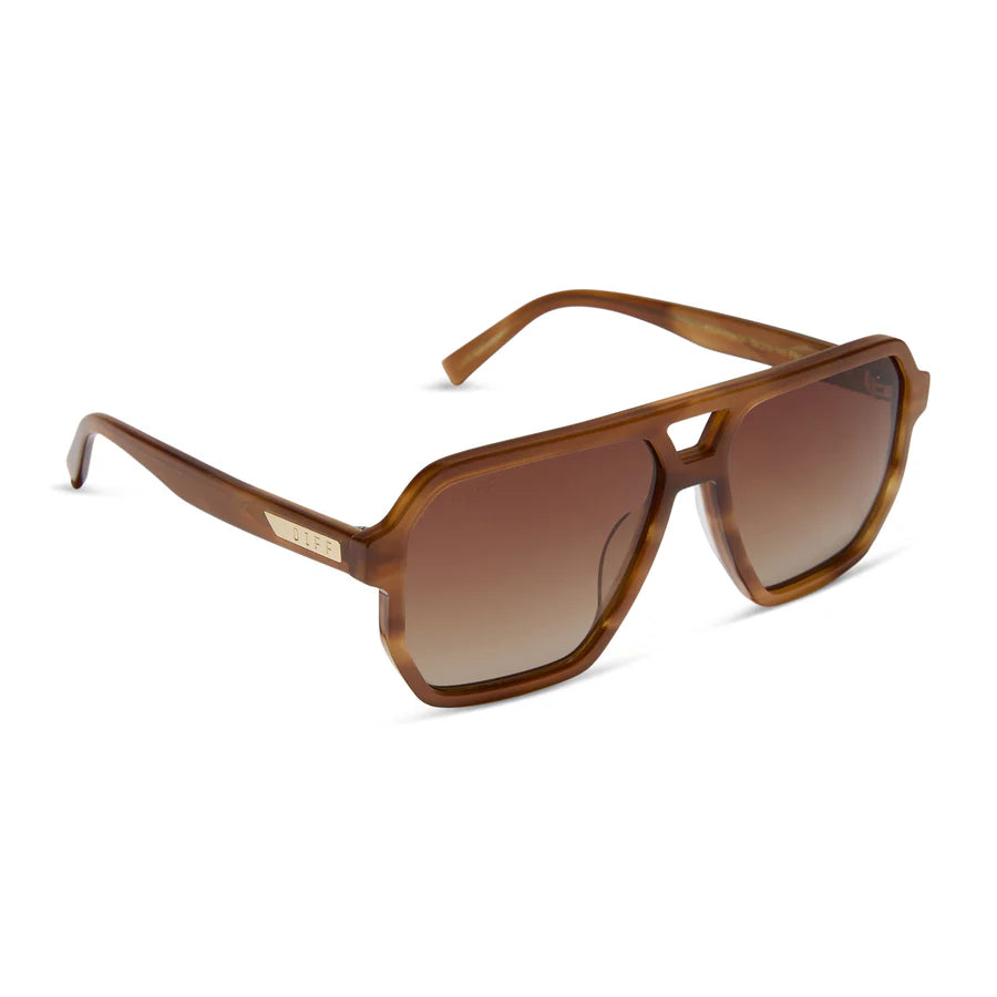 DIFF Eyewear Cameron Polarized Sunglasses - Tawny Tortoise Brown Gradi ...